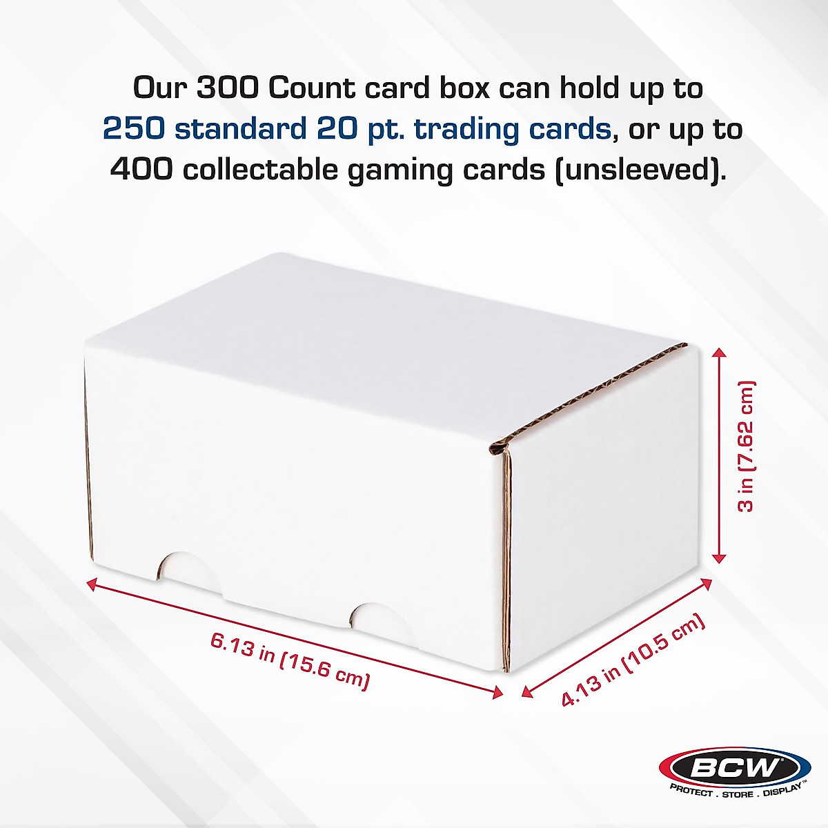 BCW 300 Count Trading Card Storage Box | Cardboard Organizer for Baseball, Basketball, Football Cards, MTG, Pokemon | Card Game Storage & Protection | Card Storage Box | Assembly Required