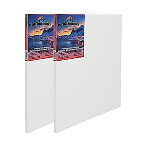 Paramount Pre-Stretched Canvas for Painting- 2-Pack, 8x10" Triple Primed White Canvases- 11/16" Deep, 100% Cotton Stretched Canvas for All Media, Medium Tooth, Back-Stapled, 12oz Primed Weight