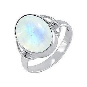 TISHAVI 7.91Cts Moonstone Ring Size 8 For Women, White Stone June Birthstone Jewelry Silver Women'S Day Gifts For Mom Wife Sister