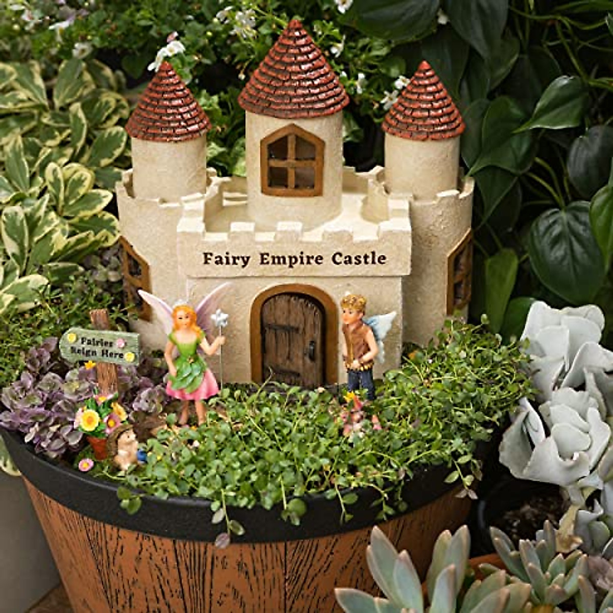 PRETMANNS Fairy Houses for Fairy Gardens - an Adorable Fairy Garden Castle with Outdoor Fairy Garden Accessories - Fairy House & Fairies for Fairy Garden - Fairy House Kit & Prince & Princess Fairies