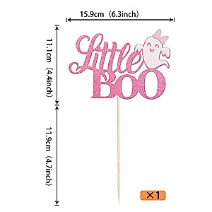 1 Pack Little Boo Halloween Cake Topper Glitter Happy Boo Day Ghost Cake Pick Baby Shower Birthday Happy Halloween Party Cupcake Decoration Supplies Pink