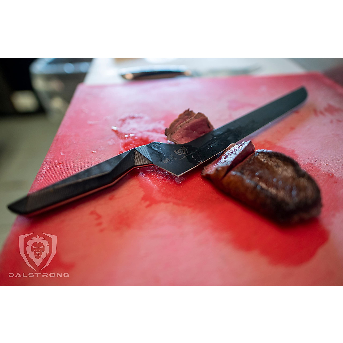 DALSTRONG Slicing Knife - 12 inch - Carving Offset Blade - Shadow Black Series - Black Titanium Nitride Coated - High Carbon 7CR17MOV-X Vacuum Treated Steel- Sheath - NSF Certified - Bread, Ham Slicer