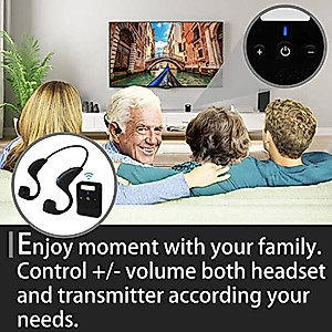 Hearing Device Assist Conversation Enhancing Hearing Impaired Wireless Listening Headset Headphones for The Eldeyly Senior Hard of Hearing Problems to Watching TV with Sound Pick-up Transmitter