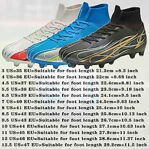 Men's Soccer Cleats Boys High-Top FG/AG Athletic Spikes Shoes Professional Competition Training Shoe Black