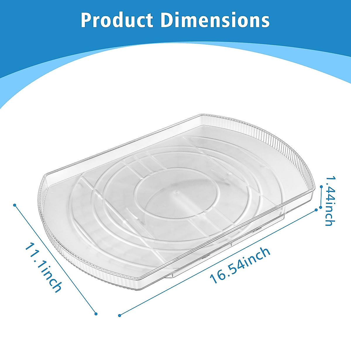 Lazy Susan Turntable Organizer for Refrigerator, Clear Square Rotating Fridge Organizer and Storage, 16.54''Lazy Susan for Kitchen, Table, Pantry, Cabinet, Countertop