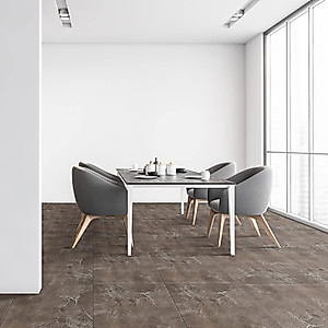 Spiareal 100 Pcs Self-Adhesive Peel and Stick 12 x 12 Inch Waterproof Vinyl Floor Tiles for Kitchen, Bedroom, Basement, Bathroom (Stylish Style) Gray