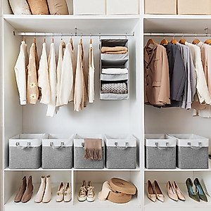 GRANNY SAYS 12x12 Storage Cubes, Cube Storage Bins with Metal Frame, Foldable Cube Storage Organizer, Closet Storage Baskets, Storage Cube Bins, Storage Bins for Shelves, White&Gray, 4 Pack