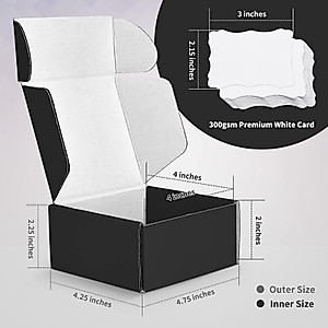 24 Pack Small Black Gift Boxes Corrugated Packaging Mailers for Small Business, Recyclable Cardboard Mailing Boxes with 24 Pieces Blank Gift Cards and Paper Fillers (4x4x2 Inch, Black, 24 Pack)