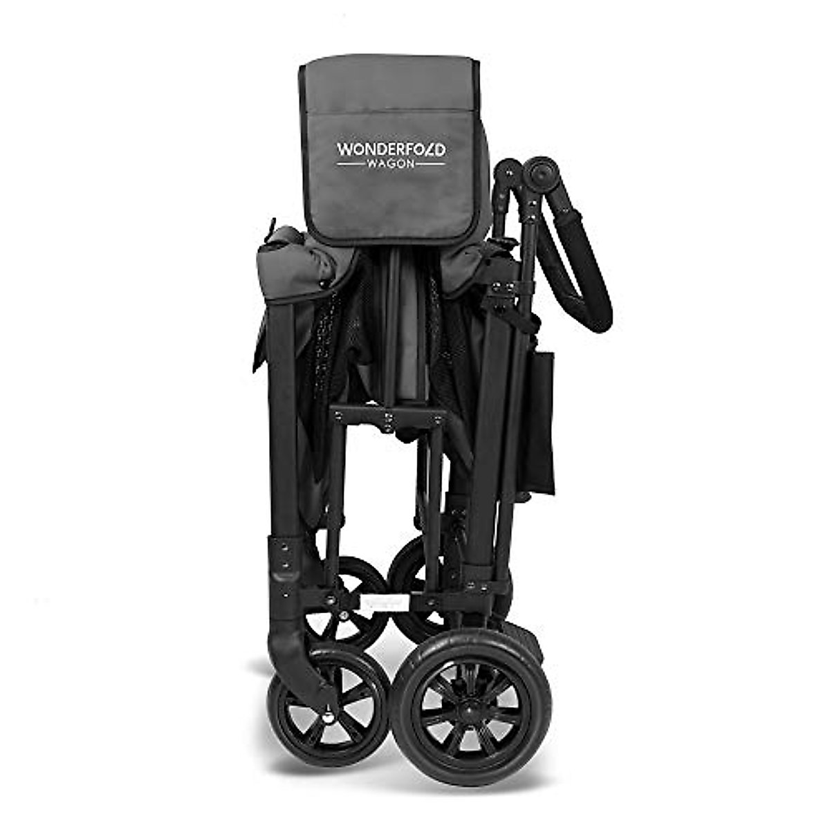 WONDERFOLD W2 Original+ Stroller Wagon (2 Seater) - Collapsible Wagon Stroller with Seats with 5-Point Harnesses, Easy-Access Door, and Adjustable Sun Canopy, Charcoal Gray