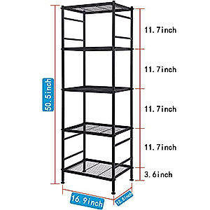 5-Wire Shelving Metal Storage Rack Shelves, Standing Storage Shelf Units for Laundry Bathroom Kitchen Pantry Closet(Black)