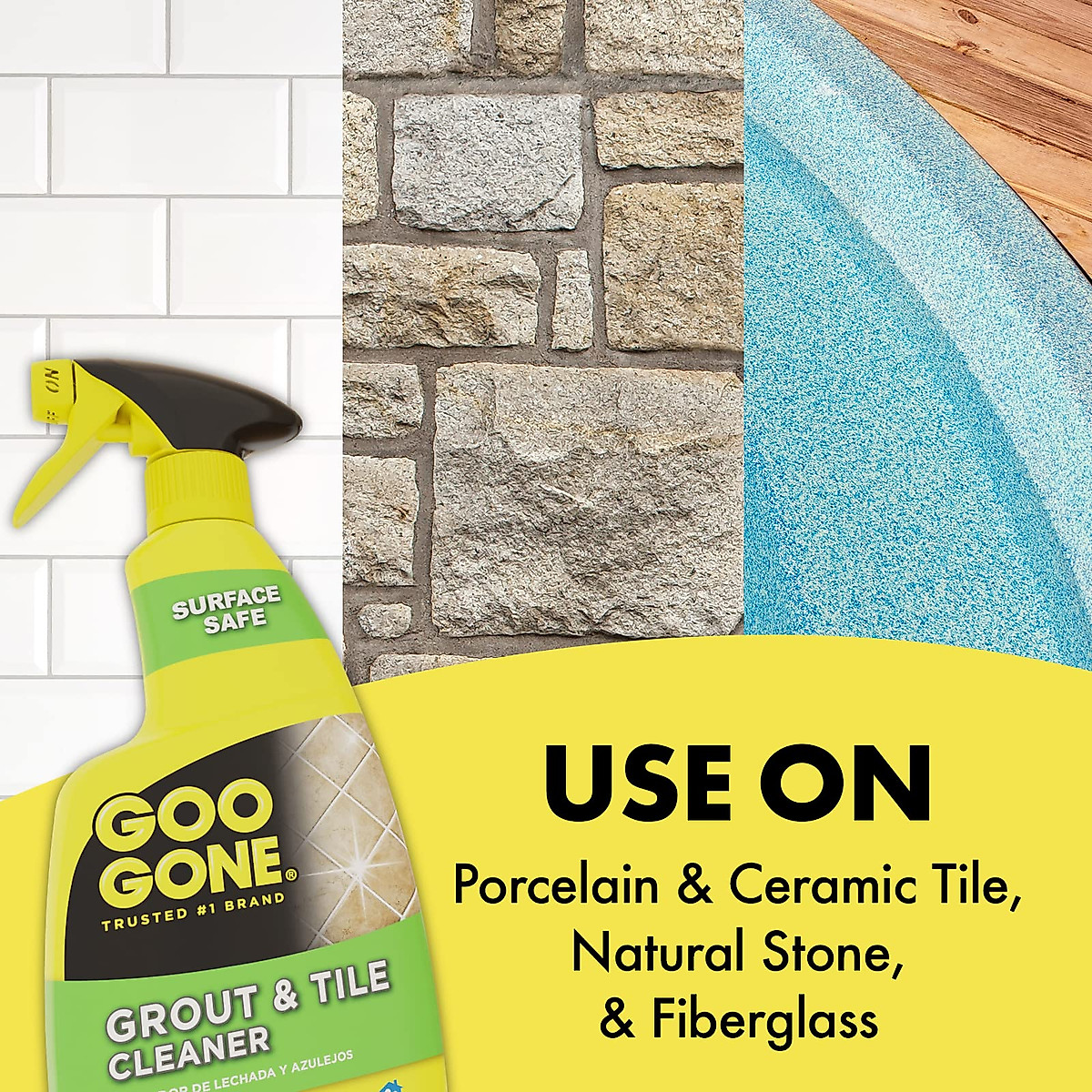 Goo Gone Grout & Tile Cleaner - 28 Ounce - Removes Tough Stains Dirt Caused By Mold Mildew Soap Scum and Hard Water Staining - Safe on Tile Ceramic Porcelain
