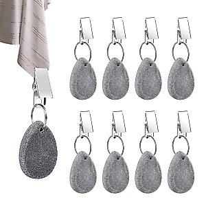 RJUN 8pcs Tablecloth Weights Tablecloth Pendant Stone Table Cover Weights Hangers with Metal Clips (Drop-Grey)