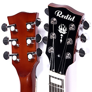 Redid Semi-Hollow Body Electric Guitar RD-100 Jazz Guitar with F-Hole,Maple neck,humbucker Pickups(Brown)