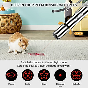 TEFIRE 2 Pack Laser Pointer Cat Toy 7 Adjustable Modes Red Light to Amuse Pets Blue Light Can Check Money with Small Torch USB Rechargeable Metal Material