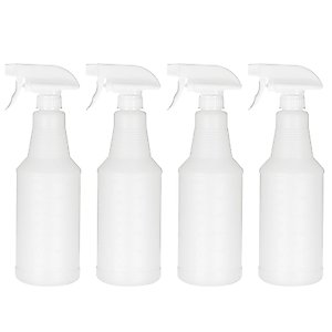 PATIKIL 750ml/24oz Plastic Spray Bottles, 4pcs Adjustable Nozzle Leak Proof Empty Water Mist Stream Sprayer for Cleaning Solutions Plants Hair, White