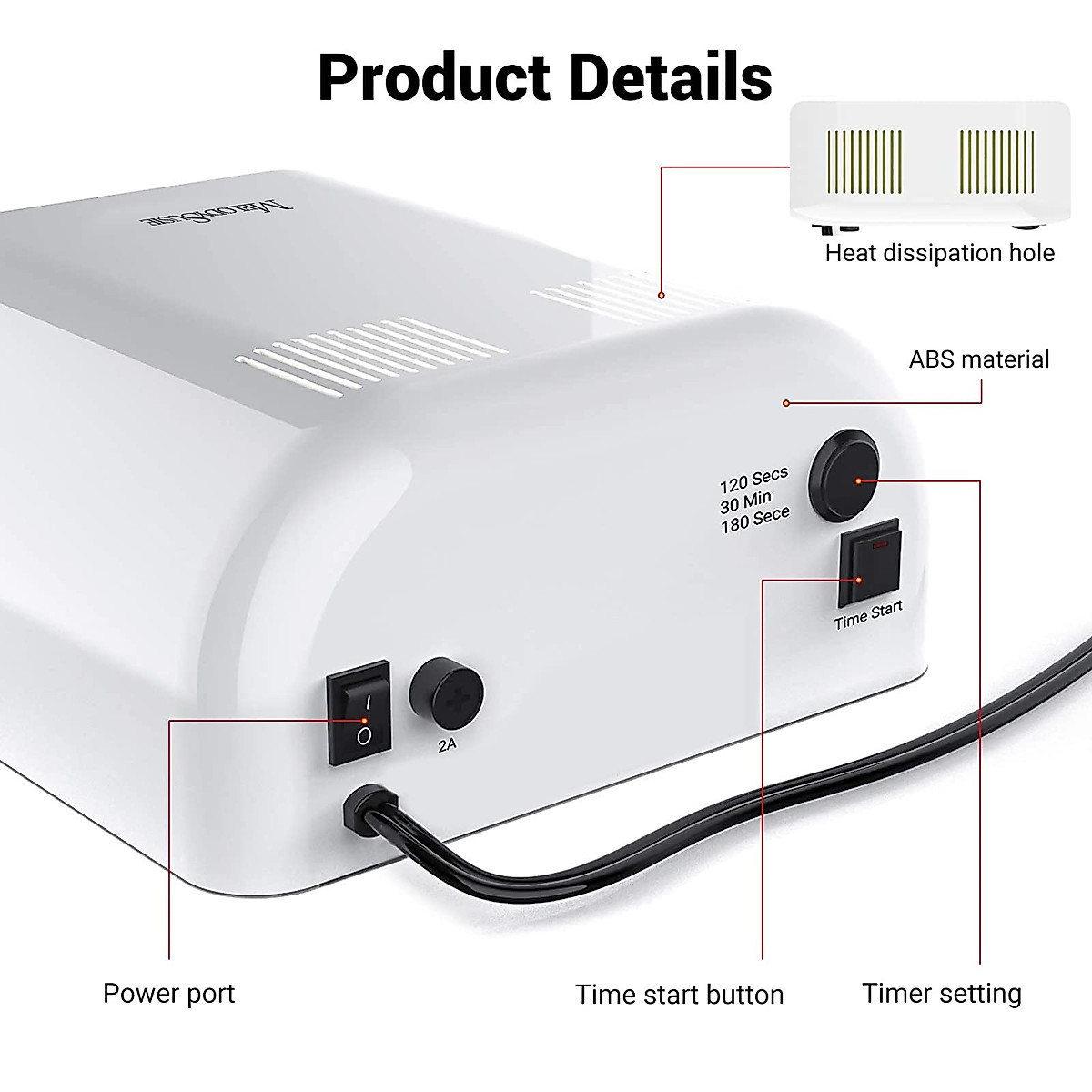 MelodySusie 36W Nail Lamp for Resin, Pro04 Professional Gel Nail Polish Curing Lamp with 3 Timer Setting, Sliding Tray for Manicure Pedicure,Great for Resin,White