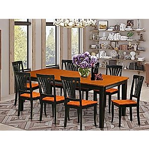 East West Furniture QUAV9-BCH-W Dining Set, 9-Piece