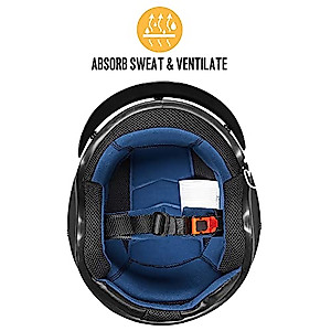 ILM 3/4 Open Face Motorcycle Helmets, Retro Vintage Moped Helmet for Men Women, Scooter ATV Cruiser Bobber Helmet, DOT Approved Model-207 (Matte Black, L)