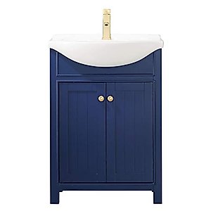 LUCA Kitchen & Bath LC24HBP Carson 24" Bathroom Vanity Set in Midnight Blue with Integrated Porcelain Top