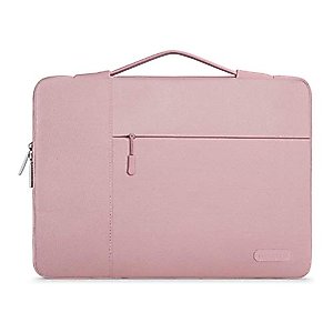 MOSISO Laptop Sleeve with Corner Protection Compatible with MacBook Air/Pro, 13-13.3 inch Notebook, Compatible with MacBook Pro 14 2023-2021 A2779 M2 A2442 M1, Polyester Briefcase Bag, Pink