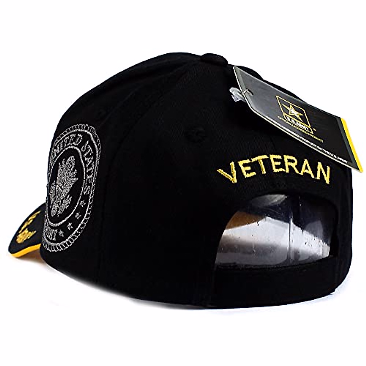 JM WARRIORS US Army Veteran Hat Army Military Official Licensed Adjustable Baseball Cap (Black), One Size