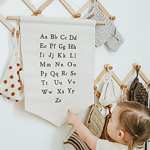 Agatige Alphabet Hanging Wall Canvas Decor, Retro Large Simple Nursery Wall Decor DIY Classroom Home Decor for Nursery, Child Room, Kindergarten