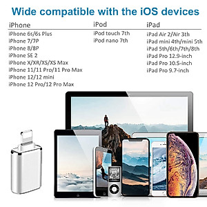 rosyclo Lightning to USB3 Adapter, MFi Certified USB OTG Data Sync Converter Compatible iPhone 12/11/X/8/7/6/iPad, Camera, Card Reader, USB Flash Drive, MIDI Keyboard, Mouse iOS 9.2-14+ Silver