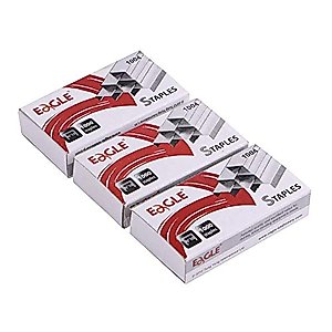 Eagle No.10 Mini Premium Staples for #10 Staplers, 1000 pcs Per Box, Pack of 3 Boxes, 3000 pcs in Total, Silver