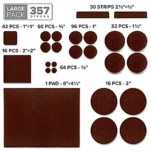 X-PROTECTOR 357 pcs Premium Huge Pack Felt Furniture Pads! Quantity of Furniture Sliders with Many Big Sizes – Your Ideal Floor Protectors. Protect Your Hardwood & Laminate Floor!