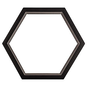 Gallery Solutions Black HexaGallery Geometric Decorative Wall Mounted Floating Shelves, Set of 3