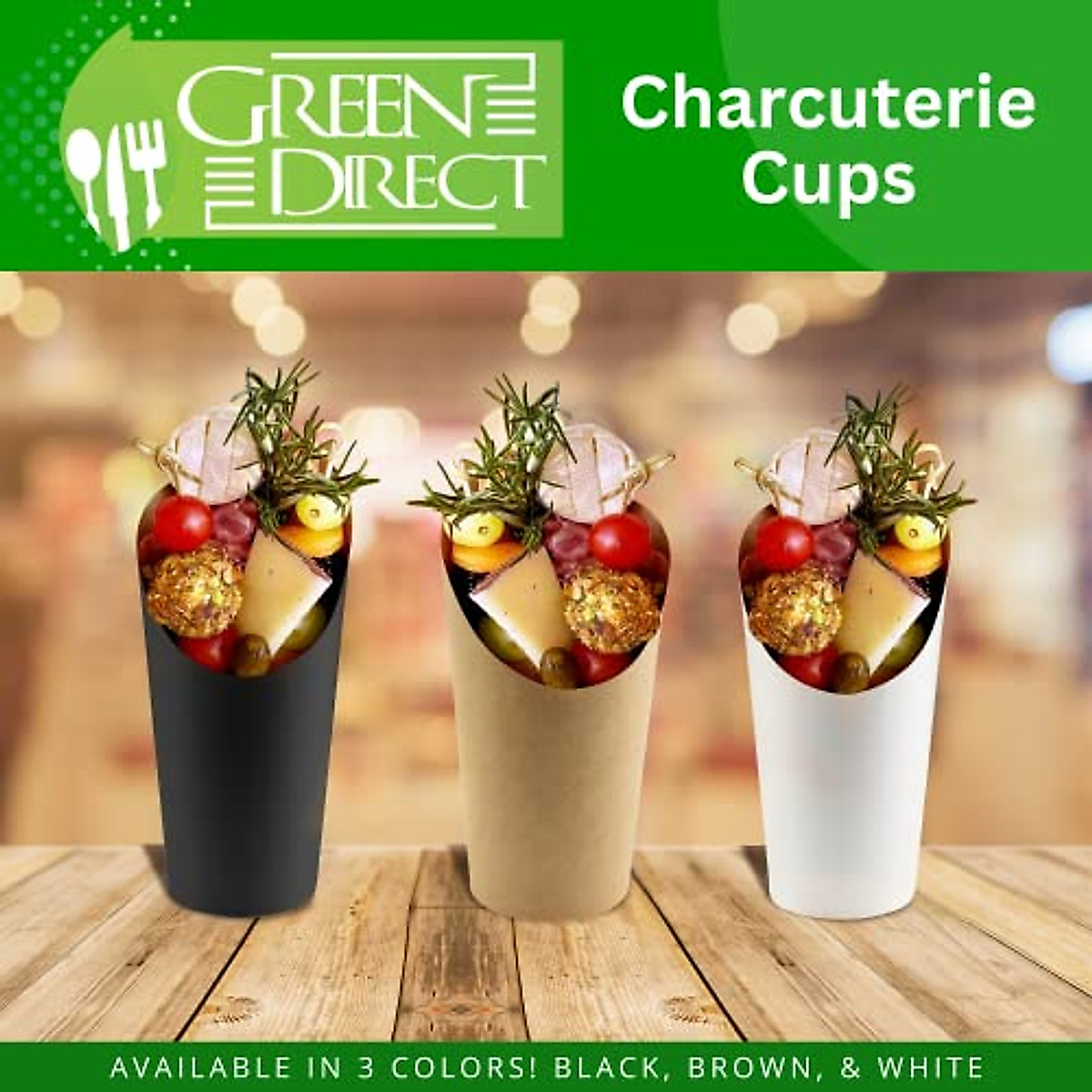 Green Direct White 16 oz. French Fry Cups Disposable Paper Cup | Charcuterie Cups Disposable French Fry Holder | Paper Cups French Fries Holder Pack Of 50 Appetizer Cups