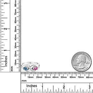 Gem Stone King 925 Sterling Silver Customized and Personalized 2-Stone Oval 6X4MM Gemstone Birthstone and White Moissanite Name Engraved Engagement Ring For Women (Size 5)