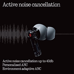 Nothing Ear 2 Wireless Earbuds Active Noise Cancellation to 40 db, Bluetooth 5.3 in Ear Headphones with Wireless Charging,Dual Connection 36H Playtime IP54 Waterproof Earphones for iPhone & Android