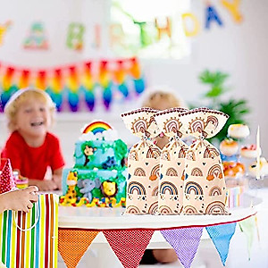 RS 50Pcs Boho Rainbow Cellophane Bags Boho Rainbow Candy Bags Rainbow Party Bags Goodie Bags Treat Bags with 50Pcs Twist Ties for Boho Rainbow Themed Birthday Party Bags