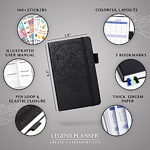 Legend Wellness Planner & Food Journal Pocket – Daily Diet & Health Journal with Weight Loss, Measurement & Exercise Trackers – Lifestyle & Nutrition Diary – Lasts 6 Months, 3.9x6.3″ – Black