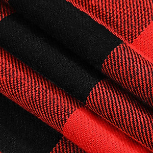 CRUOXIBB Winter Soft Stretch Buffalo Plaid Cuff Beanie Hat Thick Chunky Warm Knit Skull Ski Cap (Black/red+Glove+Scarf)