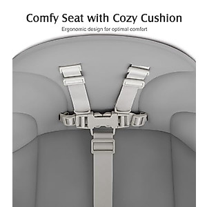 Convertible Baby High Chair, 3-in-1 Wooden Highchair/Toddler Chair with Removable Tray, Feeding & Dining Chair with 5-Point Harness, PU Cushion, Footrest for Babies & Toddlers, Dark Gray