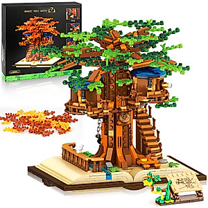 Mibido Ideas Tree House Building Kit with Led Lights, Build-and-Display Model Home or Office Decor for Adults Thanksgiving Christmas Creative Forest Toy Gift for Kids Aged 12+, New 2023 (1008 Pieces)