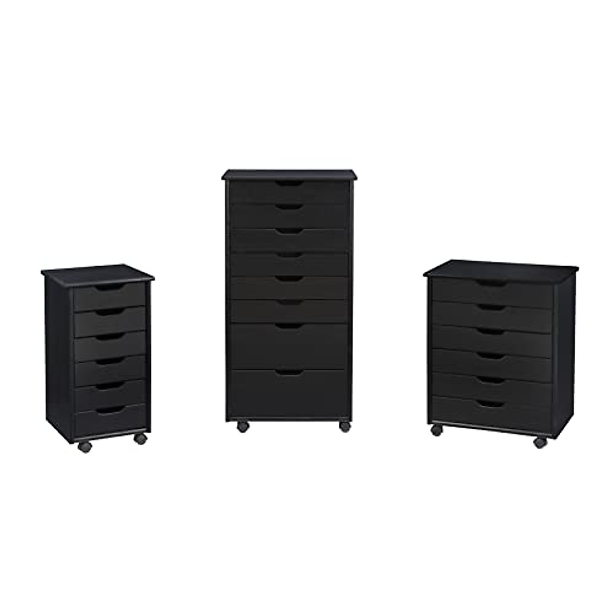 Linon Six Drawer Rolling Storage Corinne Cart, Black 6