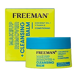 Freeman Restorative Makeup Remover + Cleansing Balm, Moisturizing & Conditioning, Coconut Oil & Vitamin E, Lightweight Formula Gently Removes Makeup & Cleanses Skin, 1.4 fl.oz. Jar, 1 Count