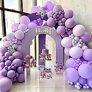 132Pcs Purple Balloon Garland Arch Kit, Lavender Light Purple Lilac Balloons 5/10/18Inch Macaron Pastel Latex Balloon for Birthday Baby & Bridal Shower Wedding Engagement Bachelorette Business Celebration Anniversaries Graduation LGBT Unicorn Party Suppli