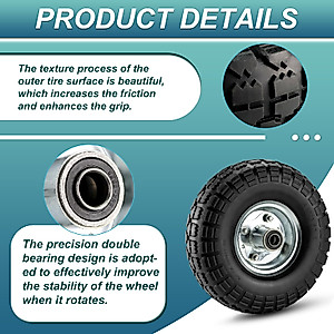 Cenipar 4.10/3.50-4 Tire Wheels 10" Heavy Duty Solid Flat-Free Replacement Tire with 5/8" Axle Borehole, 2.1" Offset Hub for Wagon Wheelbarrow Garden Cart Lawnmower and Trolleys, 2-Pack