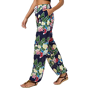 Urban CoCo Women's Floral Print Boho Pants Harem Pants Jogger Pants (# 12, XL)