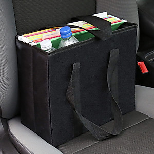 HOME DISTRICT Document Organizer Tote - Portable File Box with Handle Holds Letter Size Folders