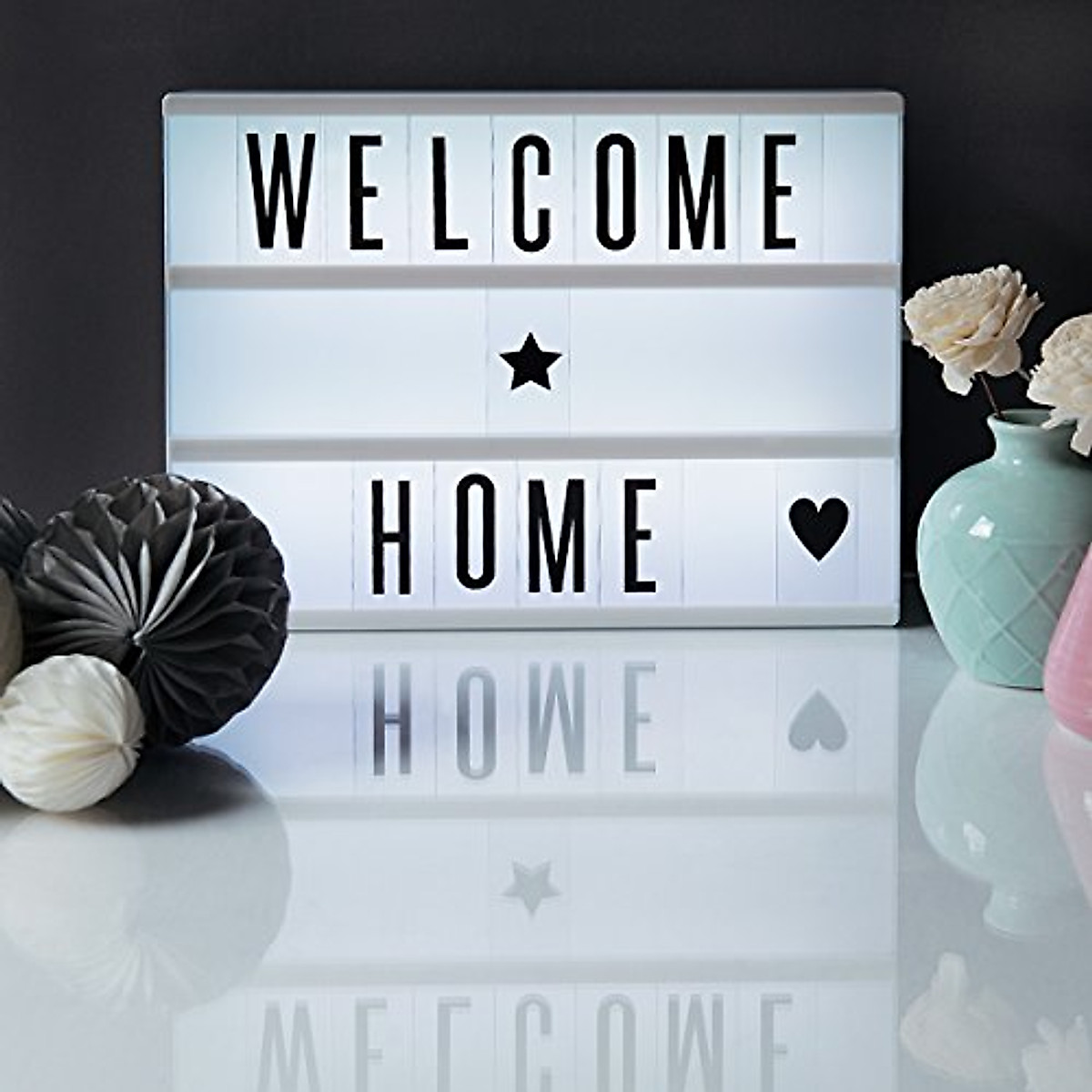 kwmobile Cinema Light Box Letters A4 Size - 105 Pieces Black Replacement Letters for Sign Letters Numbers and Symbols