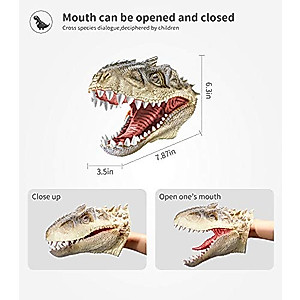 Dinosaur Puppet Toy for Boy 8-12, Geyiie Dino Toys Puppets for Girls Toddler, Dinosaurio Indominus Battle Toys for Kids 5-7 Velociraptor Head Toys Valentine GIF