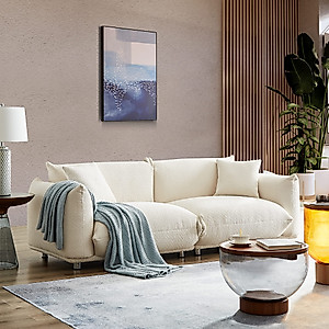 Sofa 86'' Lambswool 3 Seat Cushion Couch for Living Room,Mid Century Comfy Modular Sofa with Throw Pillows…