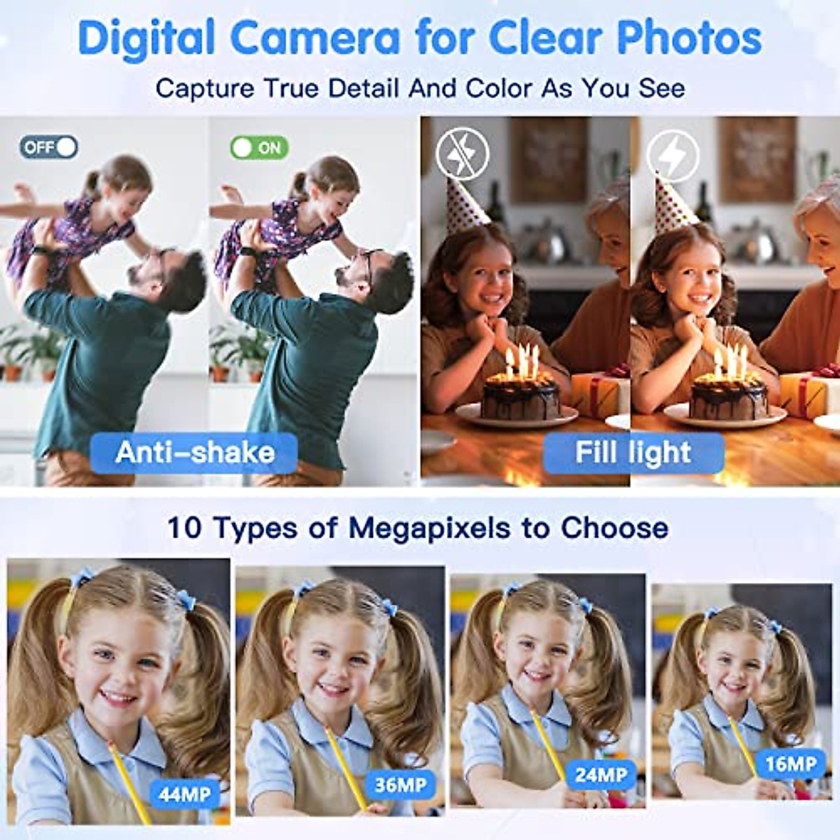 Zostuic Black Pocket Digital Camera for Photography and Video with 32G SD Card and Rechargeable Battery, Small Camera for Kids Teens Boys Girls Seniors Birthday Festival Daily Gift