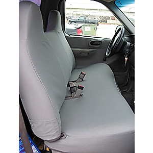 Durafit Seat Covers Made to fit 1999-2007 Ford F150 Seat Covers Exact Fit, Front Solid Bottom, Solid Back Bench with Molded Headrests | Seat Covers for Trucks Ford F150 | Gray Twill Fabric