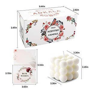 Scented Bubble Candles Gifts Set for Women, Large Candles for Home Decor Scented, 2 x 5.4 oz Soy Wax Aromatherapy Candles, Cube Aesthetic Candle, Ideal Gifts for Valentines Day, Mother's Day, Birthday